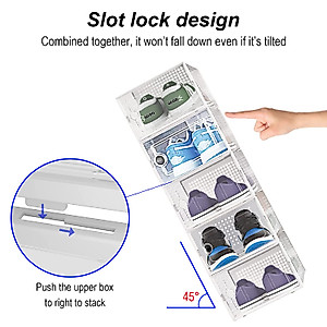 Shoe Storage Box 12 Pack Clear Plastic Foldable Shoe Rack Bin Sneaker Container Stackable Shoe Shelf Case Shoes Organizer for Closet Organizador de Zapatos (12boxes white medium)
