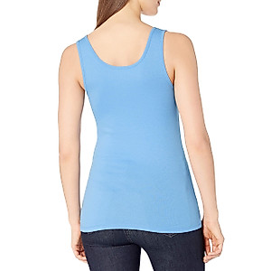 Amazon Essentials Women's Slim-Fit Tank, Pack of 2, Aqua Blue/French Blue, Small