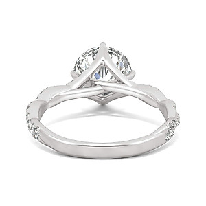 Charles & Colvard Created Moissanite 8mm Round Cut Engagement Ring for Women | 2.3 cttw DEW | Lab Grown | Solid 14K White Gold with Rhodium | Size 5