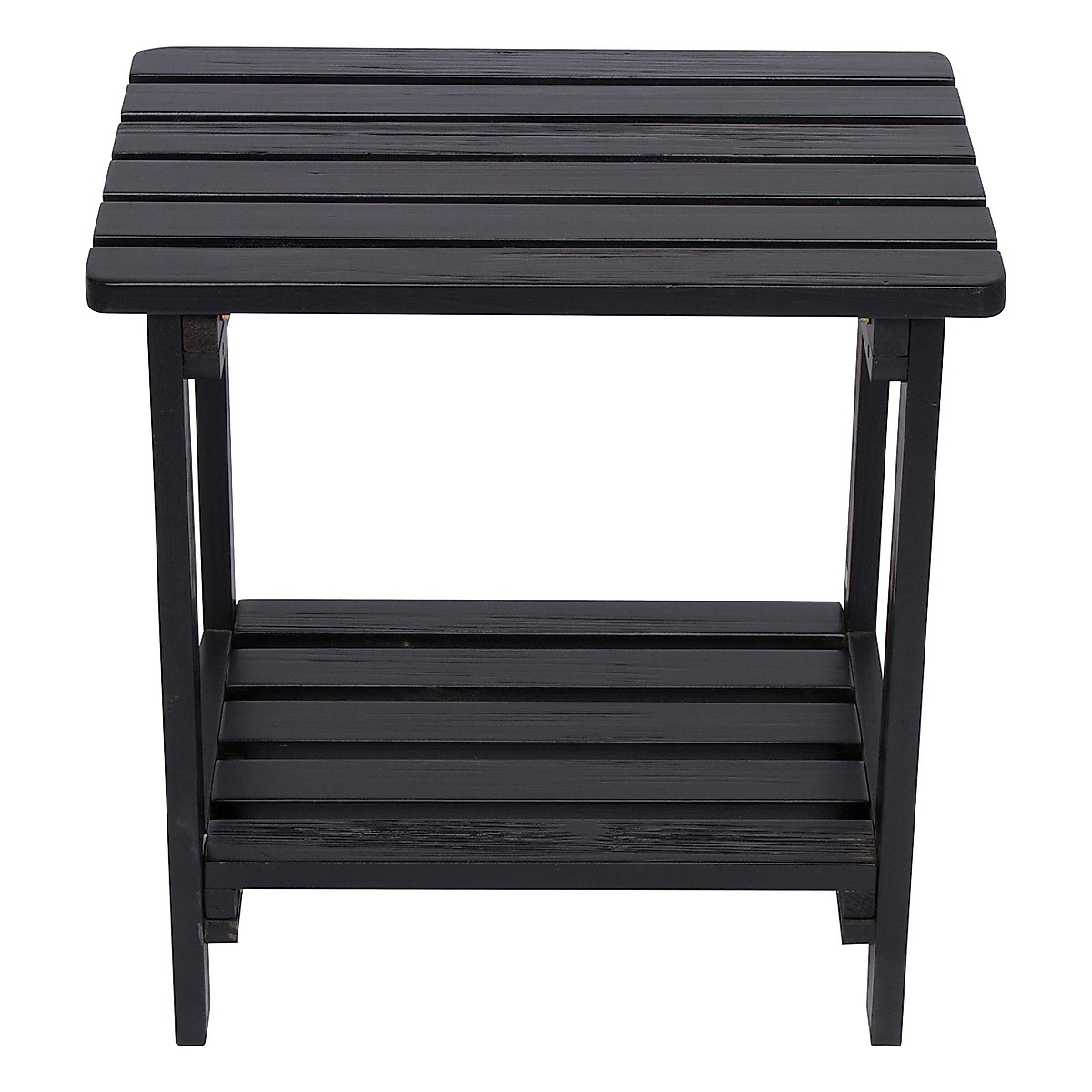Shine Company 4114BK Providence Rectangular Adirondack Outdoor Side Table | Wood Accent Table for Indoor/Outdoor – Black