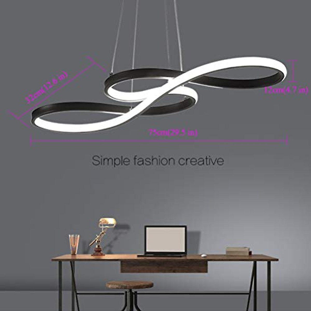 Modern LED Acrylic Chandelier Dining Room Dimmable 3000K~6500K Remote Control Pendant Lights Color/Brightness Adjustable Half Flush Mount Ceiling Hanging Lamp Fixture for Bedroom Livingroom Lighting