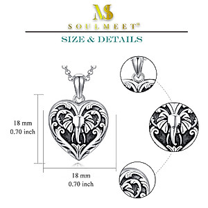SOULMEET Heart Shaped Lucky Elephant Locket Necklace That Holds Pictures Photo Keep Someone Near to You Sterling Silver Custom Jewelry Personalized Locket Necklace (Locket only)