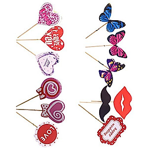 Amosfun Birthday Cake Toppers Double- Sided Printing Cake Picks Romantic Cake Decor Paper Creative Cake Toppers Cake Decorative Plug Flag for Party Cake Decortion