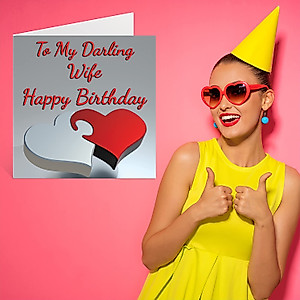 Stuff4 Cute Birthday Cards for Wife - My Darling Wife - Romantic Happy Birthday Card for Wife from Husband Partner, Special Wife Birthday Gifts, 5.7 x 5.7 Inch Wifey Greeting Cards