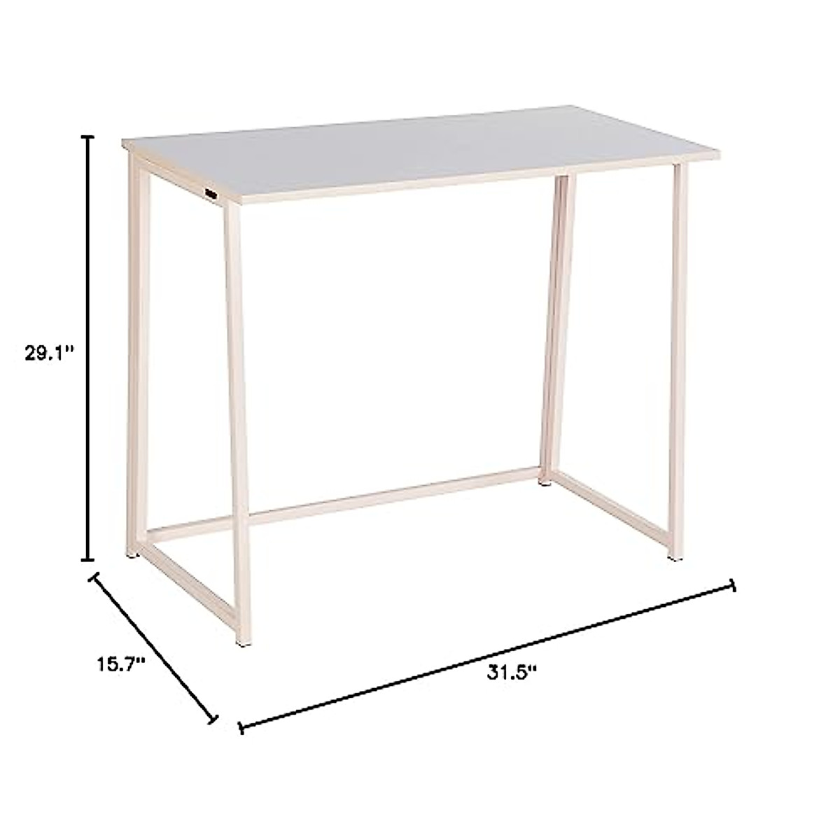 Urban Shop Folding Computer Desk-No Tools Assembly, White/Pink