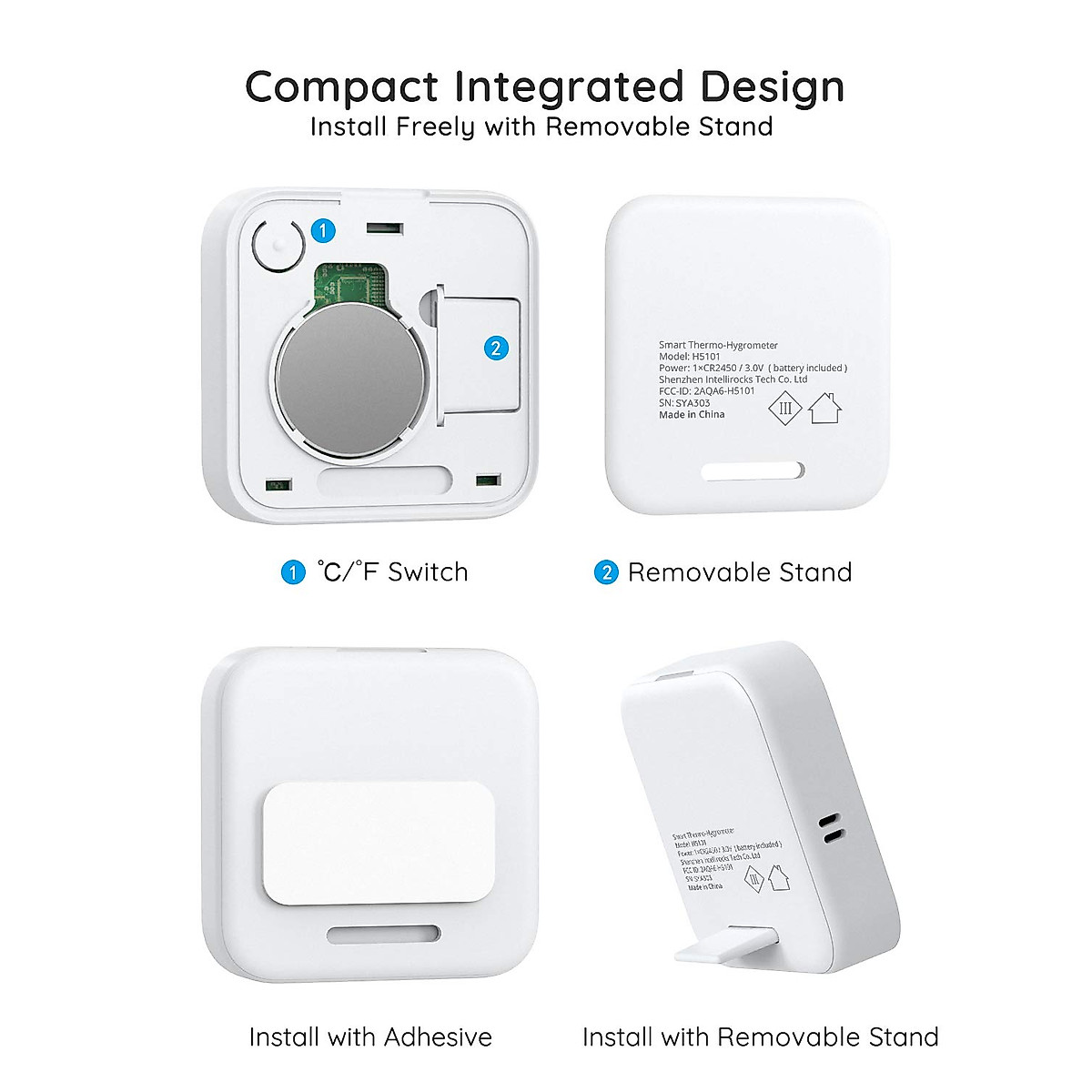 Govee Temperature Humidity Monitor 2-Pack, Indoor Room Thermometer Hygrometer with App Alert, Mini Bluetooth Digital Thermometer Humidity Sensor with Data Storage for Home Greenhouse Cellar