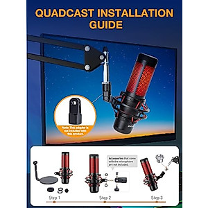 QuadCast Mic Arm Mic Stand, Boom Arm Microphone Arm for HyperX QuadCast SoloCast Blue Yeti Fifine AM8 and most Mic, Mic Stand Desk with Cable Management by SUNMON