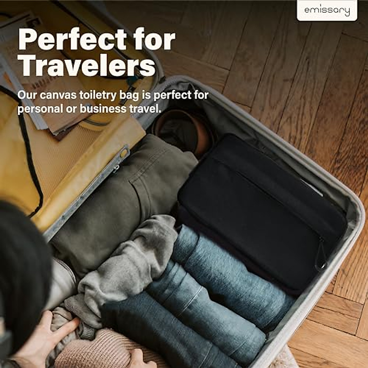 emissary Travel Toiletry Bag for Men, Water Resistant Travel Bathroom Bag Men's Shaving Kit, Dopp Kit for Men, Waterproof Toiletry Bag, Shaving Bag, Hygiene Bag, Mens Toiletry Travel Bag - Black