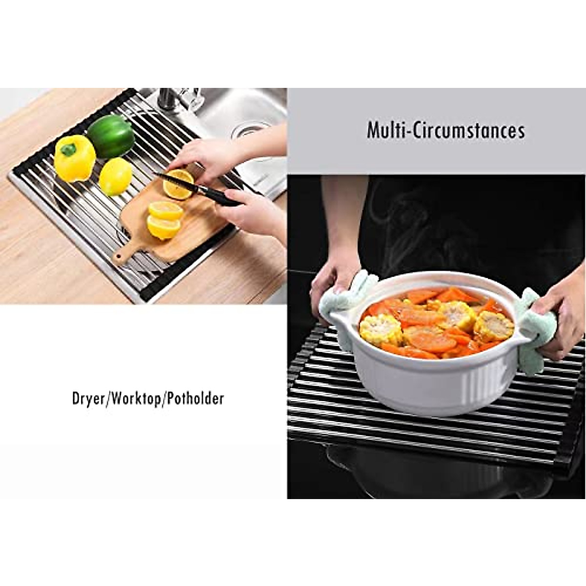 Frontier Stainless Steel Over The Sink Roll Up Dish Drying Rack