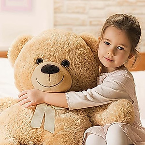 LotFancy Big Teddy Bear, 3 Feet Giant Teddy Bear Stuffed Animal, Large Bear Plush Toy with Big Footprints, 39 inch, Gift for Girls, Girlfriend, Wife on Birthday Valentine's Day