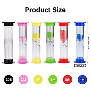 LZYMSZ 6 Pack Sand Timer Colorful Hourglass Sandglass Timer 30 sec/ 1 min//2 mins/ 3 mins/5 mins/10 mins/Sand Clock Timer for Kids Games Classroom Home Office