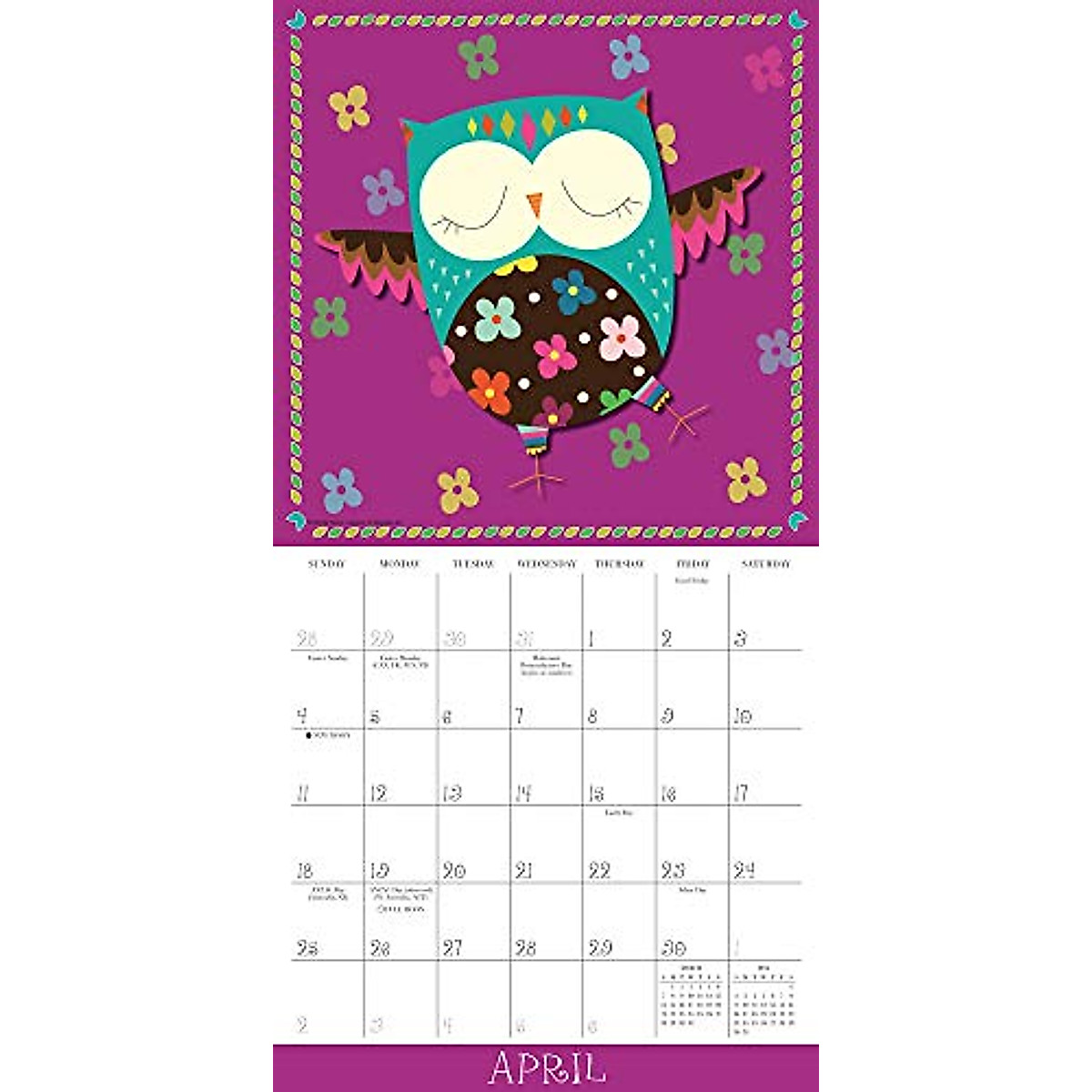 2021 Simply Owls 16-Month Wall Calendar