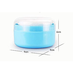Baby After-Bath Powder Puff Container Jars Empty Refillable Plastic Soft Face Body Powder Box with Sifter Portable Baby Care Kit Case Cosmestic Makeup Dispensor (Blue)