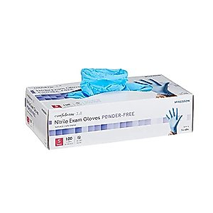 McKesson Confiderm 3.8C Nitrile Exam Gloves, Non-Sterile, Powder-Free, Blue, Large, 100 Count, 1 Box