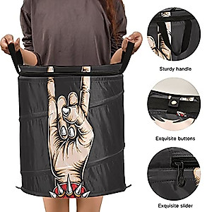 Rock N Roll Hand Pop Up Laundry Hamper Collapsible with Lid Dirty Clothes Hamper Laundry Basket Clothes Toy Books Organizer for Home, Kids Toy, Laundry Room
