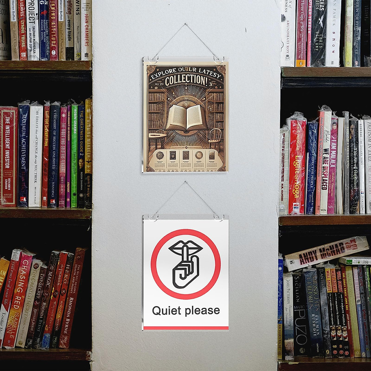 NIUBEE 6 Pack Acrylic Wall Sign Holder 8.5x11 Vertical, Clear Plastic Picture Frame, Wall Mounted Design, Support No Drilling(Provide 3M Tape and Screws)