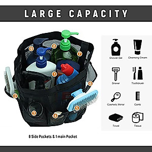 Ynport Mesh Shower Caddy for College Dorm Room Hanging Portable Shower Tote Bag Large Toiletry Bag Bathroom Accessories Basket
