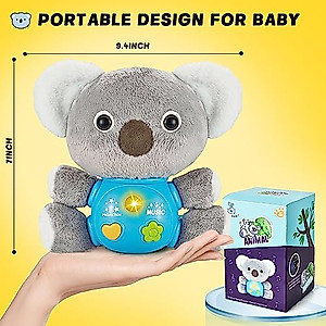 JoyGrow 3 in 1 Koala Plush Baby Musical Toy Baby Musical Animal Toys Star Projector Light Up Baby Toys Filled Animal Gift for Girls Boys Sensory Development Toddlers 0-36 Months Infant Newborn Toy