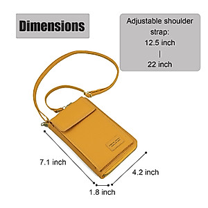 Eamom Cell Phone Wallet Womens Crossbody Purse Leather Slim Wallet for Women Cash Wallet Clutch Wallet Cell Phone Crossbody Bags (Yellow)