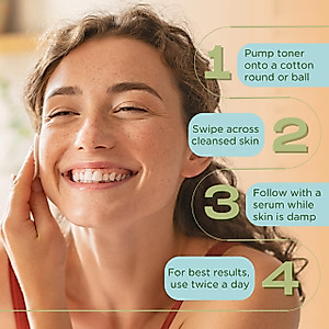 InstaNatural 7% Glycolic AHA Face Toner, Brightens, Reduces The Look of Pores and Uneven Texture, Gently Exfoliates, with Lactic Acid, Witch Hazel and Vitamin C, 4 Fl Oz