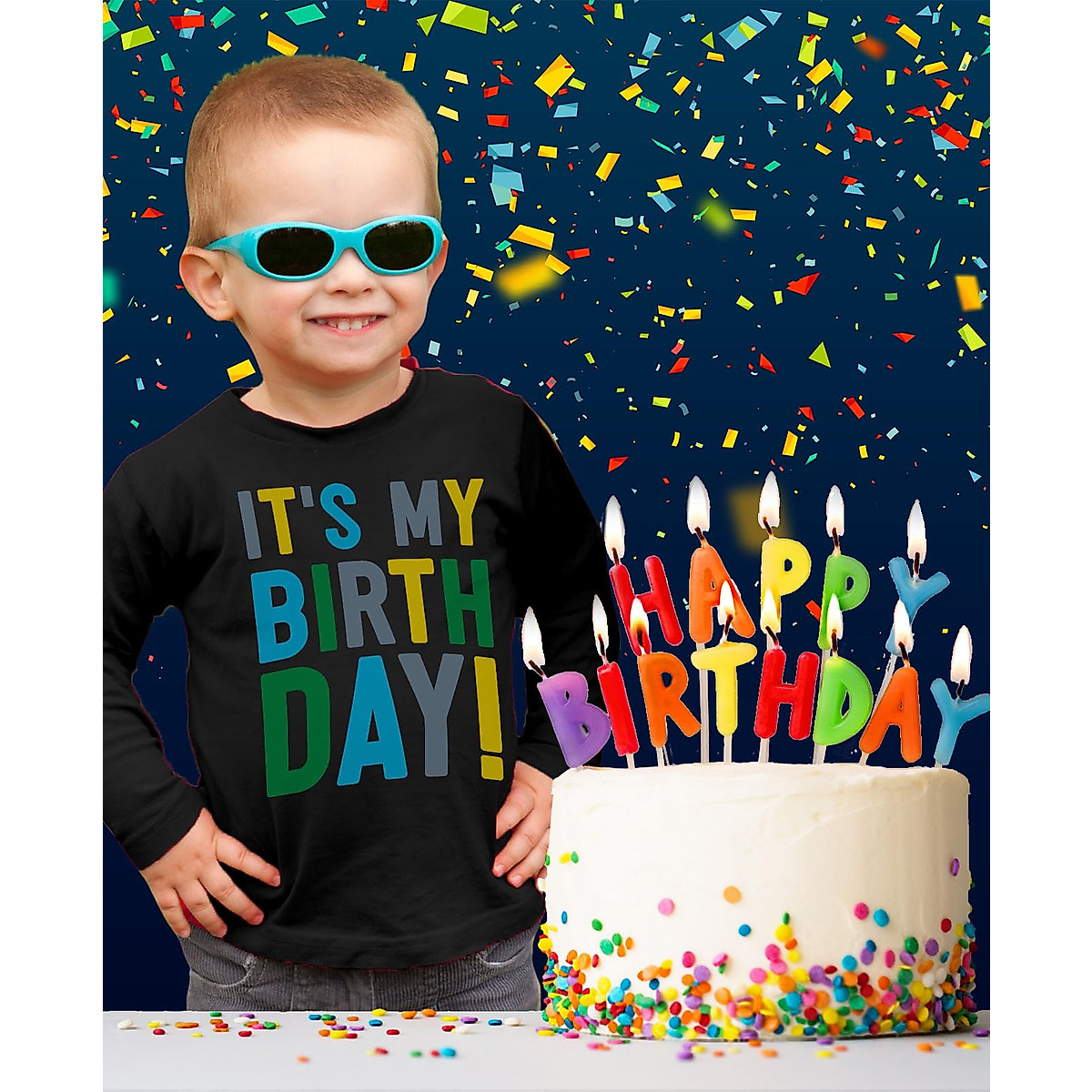 It's My Birthday Toddler Kids Shirt Gifts for Girls Boys 2nd 3rd 4th 5th Bday Toddlers Long Sleeve T-Shirt 3T Black