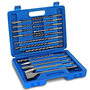 GMTOOLS 17PCS Rotary Hammer Drill Bits and Chisel Set, SDS Plus Carbide-Tipped Concrete Masonry Hole Tool Drill Bits and Chisels Set for Concrete, Stone, Brick, with Portable Storage Case