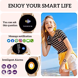 Yaahoony Smart Watch for Women, 1.24 inch Touch Screen Smartwatch DIY Watch Face Waterproof Fitness Tracker with Heart Rate, SpO2 and Sleep Monitor-Call Receive/Dial Watch Compatible with iOS/Android