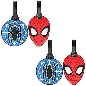 Spiderman Luggage Tag 4-Pack - Rubber Luggage Tags - Spider-Man Suitcase Tags - Bag Tags for Luggage