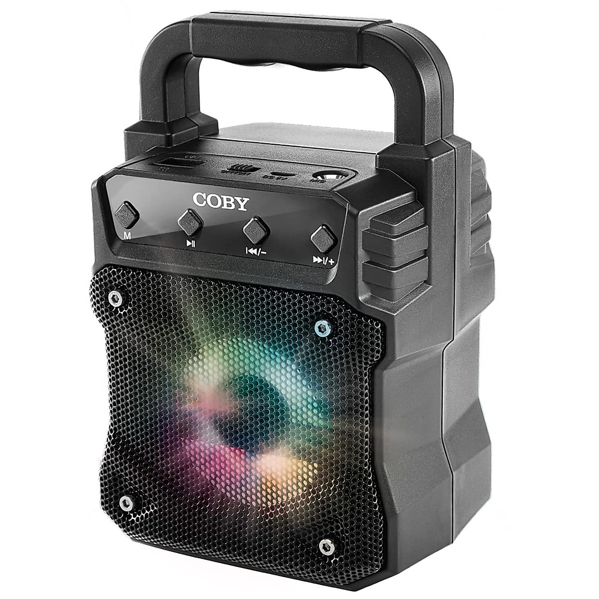 Coby Portable Bluetooth Speaker | Wireless PA System with FM Radio | Microphone Input | Karaoke Machine with Lights | Perfect for Kids Adults Outdoors