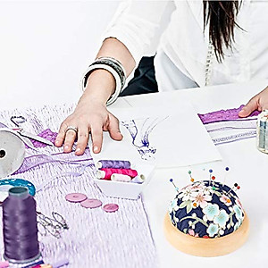 Rolybag Pin Cushion, Wooden Base Needle Pincushions Japanese Style Round Pin Cushion for Sewing Needle Holders or DIY Crafts