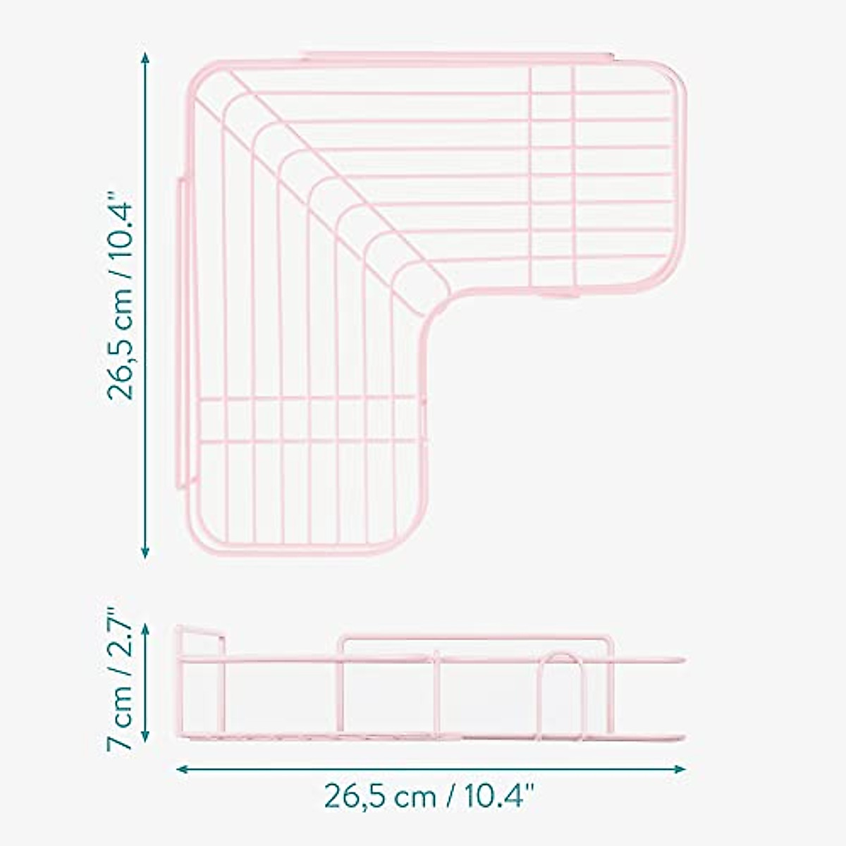 Navaris Self Adhesive Shower Caddy - Set of 2 Bathroom Organizer Shelves for Corner Wall of Bath - Toiletry Shampoo Storage Rack Holder - Pink