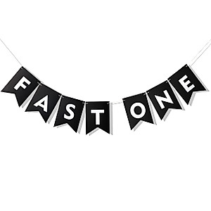 Fast One Banner - Fast One Car Birthday Party, Fast One Flag Banner, First Birthday Party, Vroom Car Party, Fast One Party Decoration