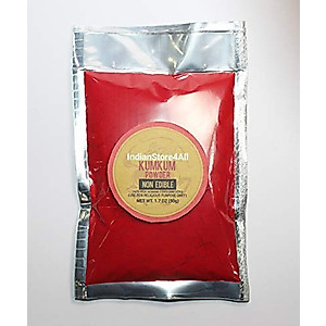 IS4A India Pure Dark Red Kumkum | Kum Kum | Bindi Powder | Sindoor Powder | Powder for Pooja and Other Hindu Rituals 1.7 OZ ( 50g)