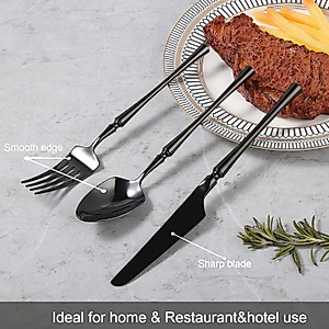 HDZINS 20-Piece Flatware Set Stainless Steel 18/10 Silverware Cutlery Set Service for 4, Tableware Cutlery Set for Home and Restaurant, Dishwasher Safe (Black)