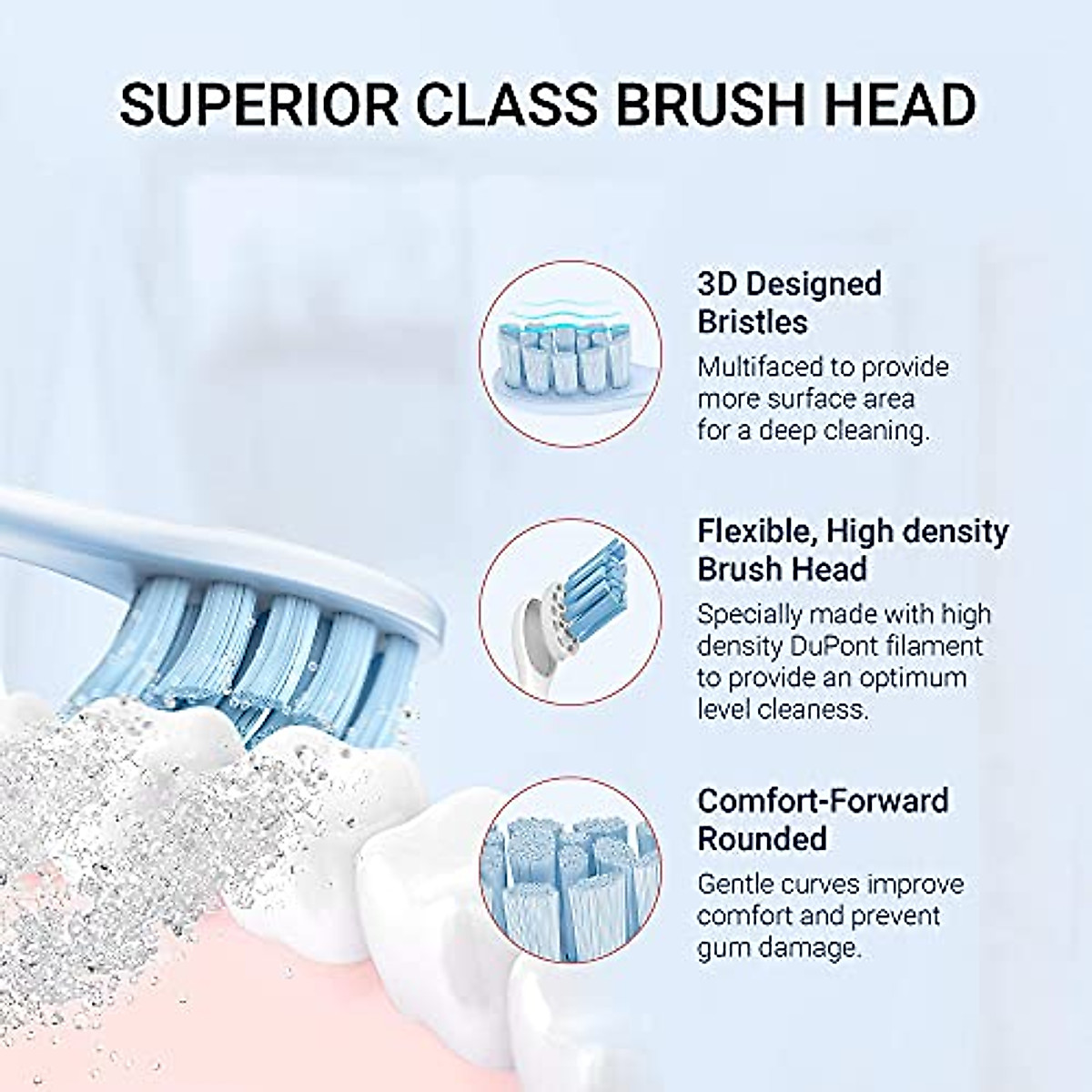 Oclean Electric Toothbrush F1 36,000 VPM Sonic Cleaning with 3 Modes, Rechargeable Sonic Toothbrush 2H Fast USB Charge Last 30 Days W/Smart Timer, for Adults and Teenagers, for Travel - Light Blue