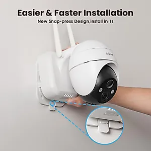 ieGeek Security Camera Outdoor, 2K Wireless WiFi 360°PTZ Camera, Solar Security Camera Battery Powered,Surveillance Camera with Spotlight/Siren/Motion Detection/3MP Color Night Vision,Works with Alexa