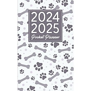 2024-2025 pocket planner: 2 year Pocket Calendar January 2024 to December 2025 - Paw Pattern