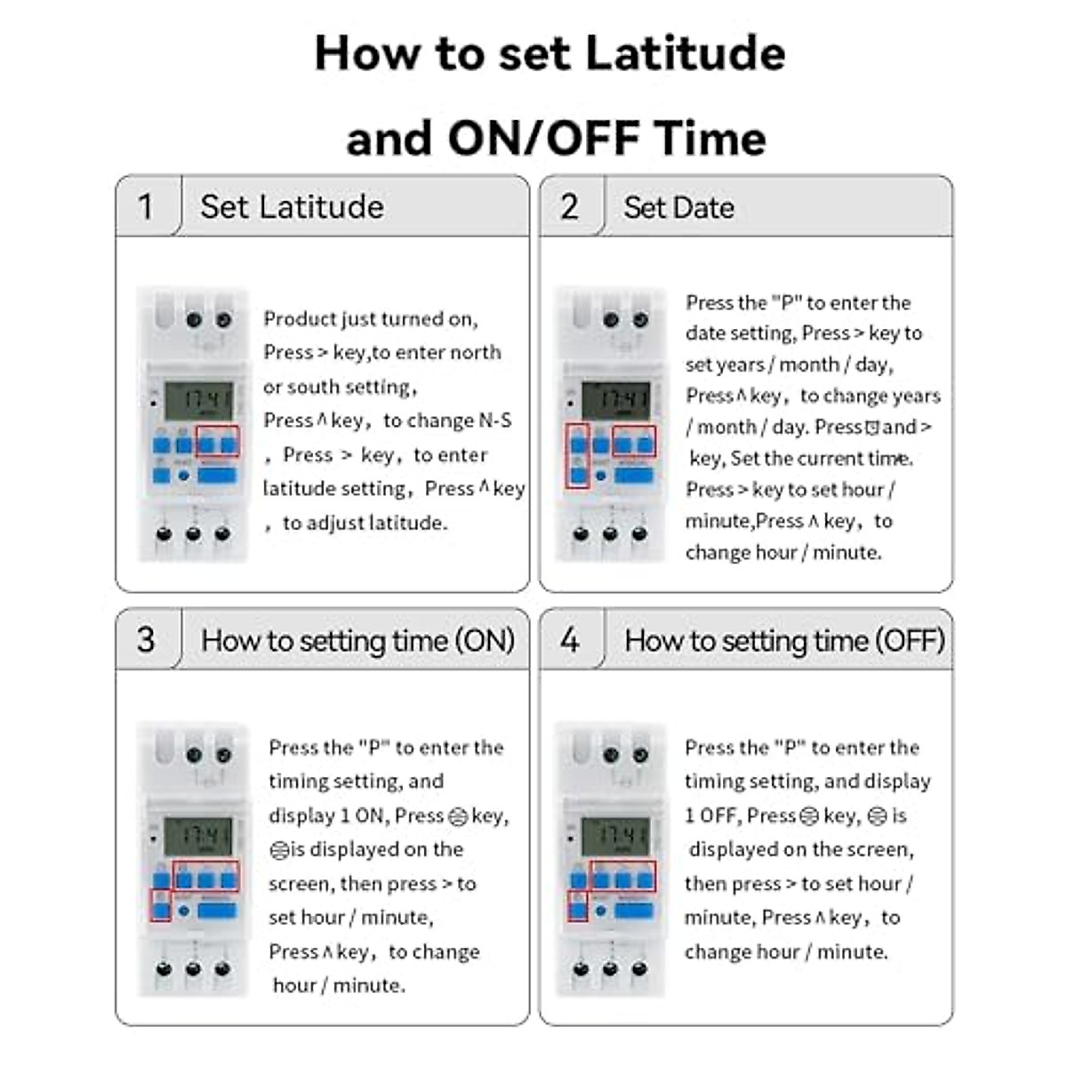 THC Astronomical Timer Switch LCD Display 16A 20A 30A Latitude Switch 110V 220V Programmable Timer (Color : THC15B-220V)