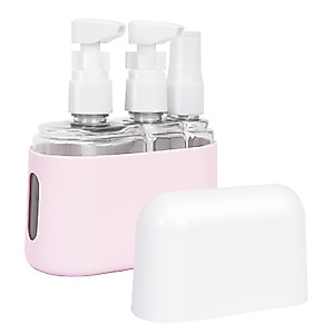 Unaone Travel Bottles Set for Toiletries, 3 in 1 Travel Container Leak Proof Plastic Refillable Travel Bottles Set, Travel Accessories Kits for Shampoo Lotion Liquids, Pink