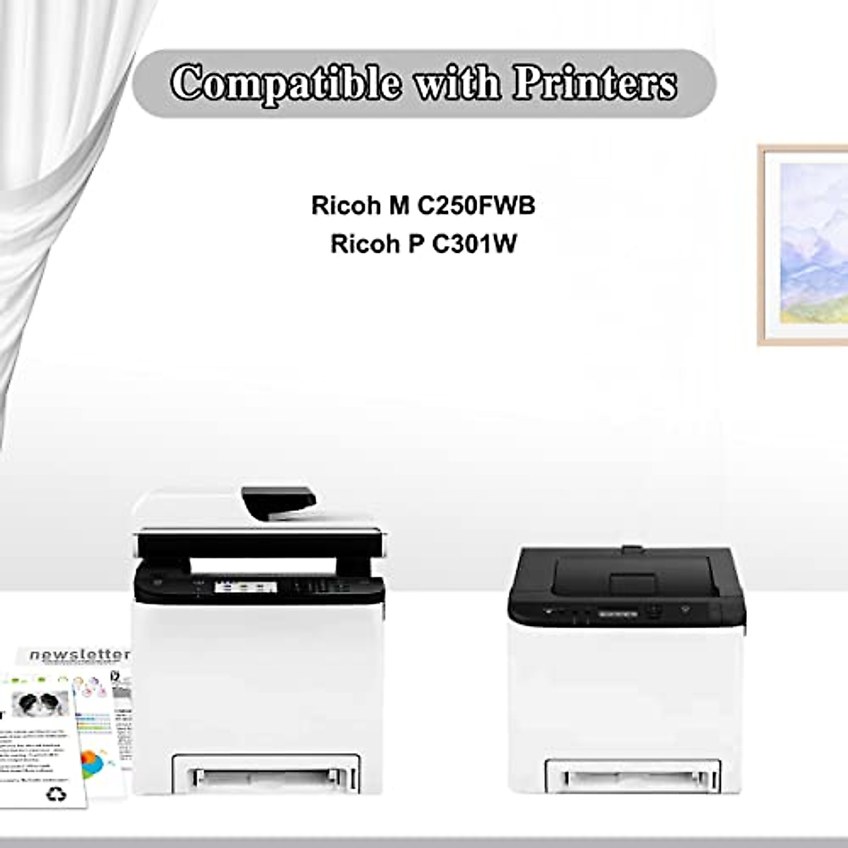 4 Colors Compatible Toner Cartridges Print Cartridges M C250 P C300 P C301 C250H C300W High Capacity 6900 Pages for Black & 6300 Pages for CMY TOPRINT for Ricoh M C250FW, M C250FWB, P C300W, P C301W