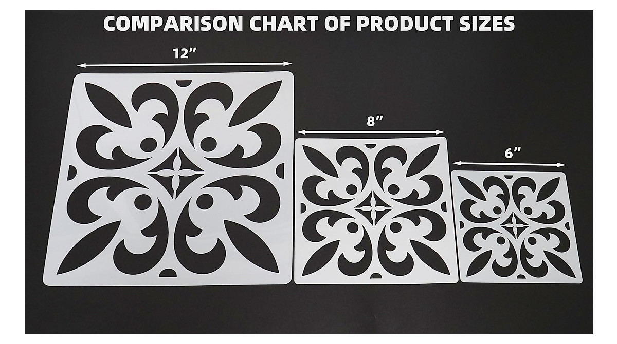16-Pack Spanish Tile Stencil Set for DIY Wall & Floor Decor