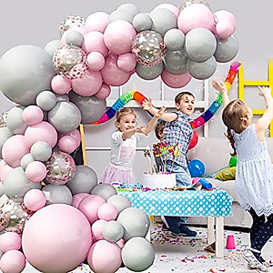 Pink Balloon Garland Arch Kit, 95Pcs Grey Pink Confetti Latex Balloons for Baby Shower Wedding Birthday Graduation Anniversary Bachelorette Party Background Decorations