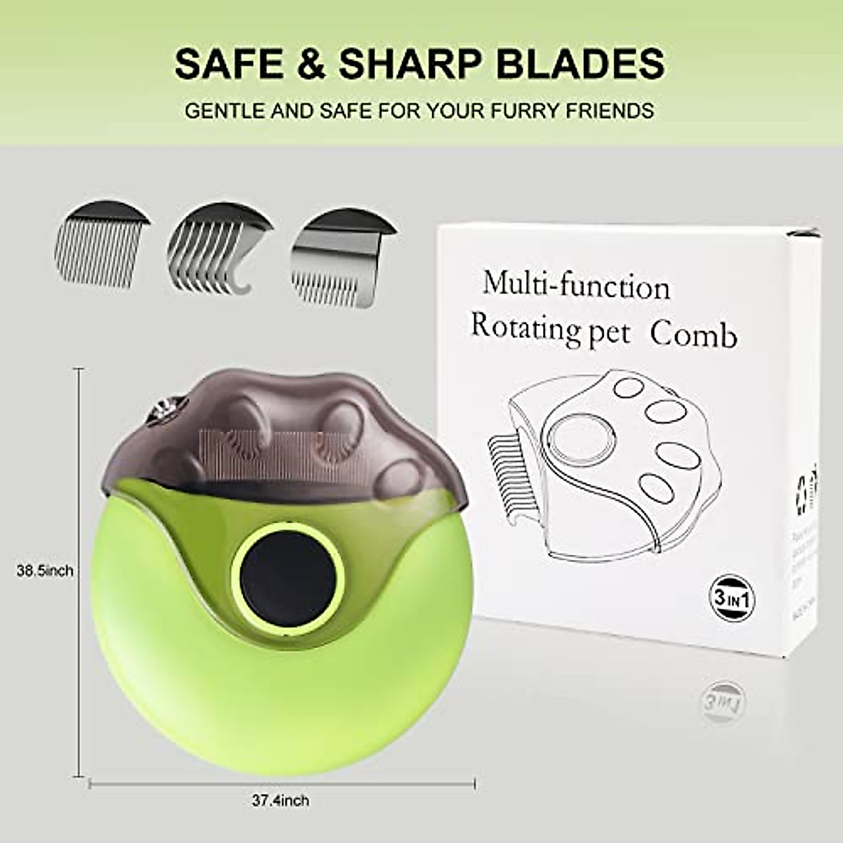 Cat Grooming Brush,3 in 1 Portable Brushes for Shedding,Pet Slicker Brush for Matted and Tangled Hair,Dematting & Detangling Brushes for Dogs Cats Rabbits,Easy to Removes Loose Undercoat (Green)