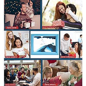 FUNJIA Moving Sand Art Picture, 3D Deep Sea Sandscape in Motion Display, Flowing Sand Art Decor for Sensory Calming Fidget, Desktop Home Office Work Decor (Blue)