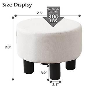Cpintltr Linen Ottoman Round Footrest Stool Upholstered Step Stool Ottomans Sofa Stool 4 Wood Legs with Anti-Slip Pads Modern Accent Home Decor Suitable for Living Room Bedroom Entryway Grey