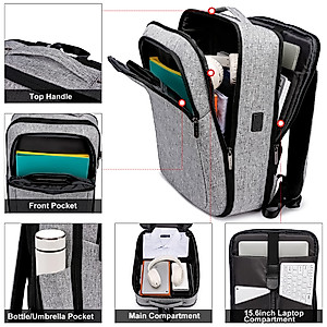 Marengo Smart Safe Business Travel Backpack with USB Charger Ebags for Men Women Office Work Mochilas Para Waterproof, Anti-Theft, Airline Approved, Fits 15.6" Laptops,Multi Compartment Backpack,Gray