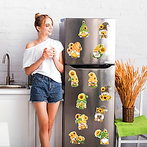 12Pcs Sunflower Gnome Refrigerator Magnets Spring Sunflower Party Decorations Spring Sunflower Refrigerator Magnets Sunflower Spring Gnome Fridge Garage Door Magnets for Fridge Car Mailbox Decor