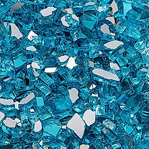 Dragon Glass 1/4" Reflective Fire Glass, 10 lb, Caribbean Blue