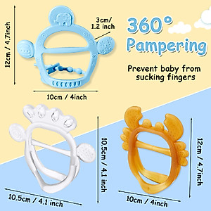 BBTO 5 Pcs Baby Hand Teether Toys for 0-6 and 6-12 Months Toddler Christmas Silicone Hand Teether Gifts with Adjustable Wristband Anti Dropping Chew Toys for Toddler Infant Newborn