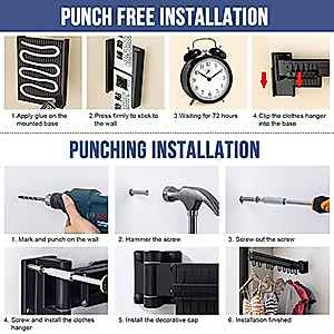 MIFXIN Retractable Clothes Drying Rack Tri-Fold Laundry Wall Mounted Windproof Clothing Drying Rack Hanger Collapsible Space Saver Foldable Clothes Hanger Rack for Laundry Balcony (Black)